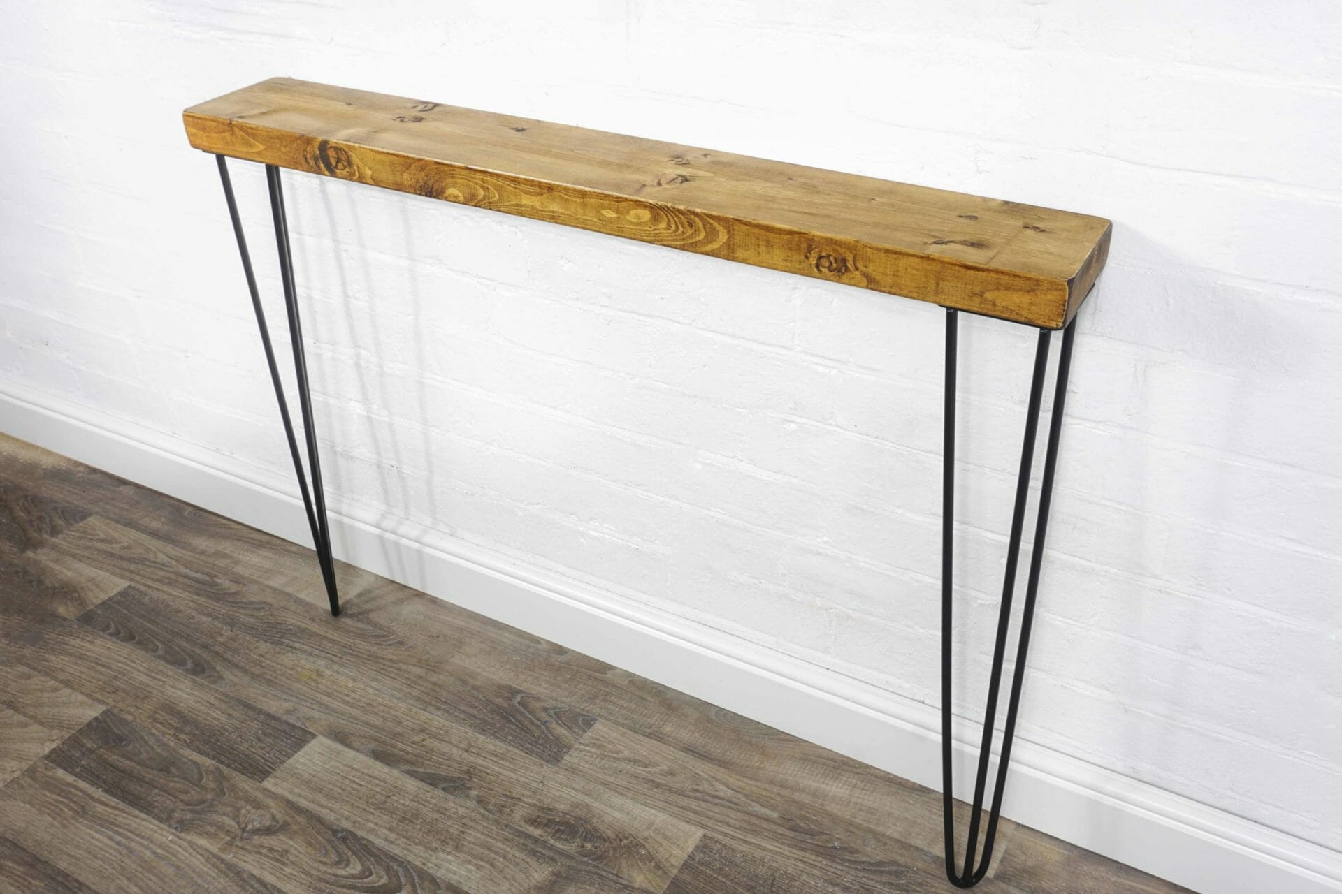 14CM X 4.4CM Slimline Reclaimed Timber Console Table with Black Hair ... 14CM X 4.4CM Slimline Reclaimed Timber Console Table with Black Hair ...
