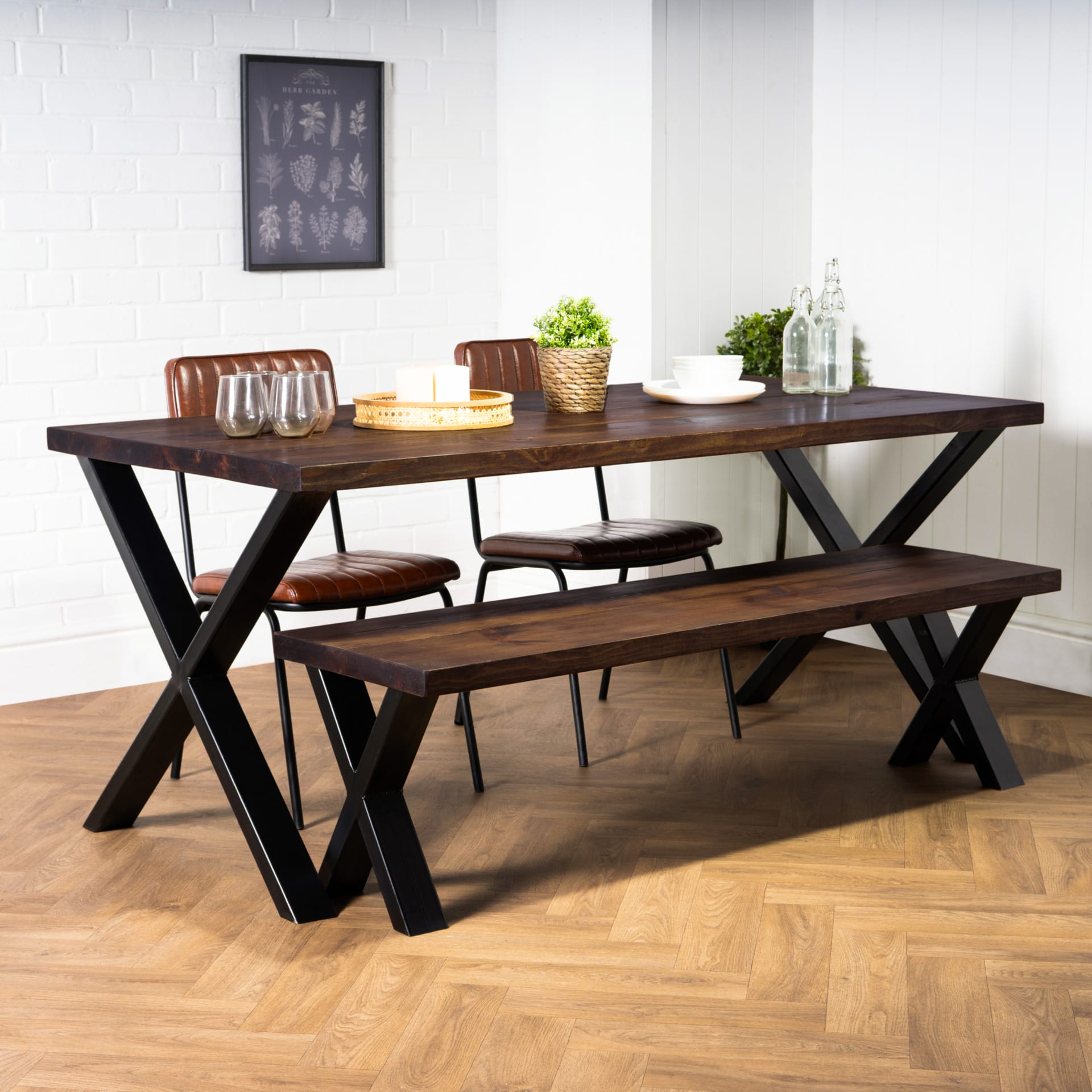 Chunky X Industrial Steel Table Legs Pair Pipe Dream Furniture