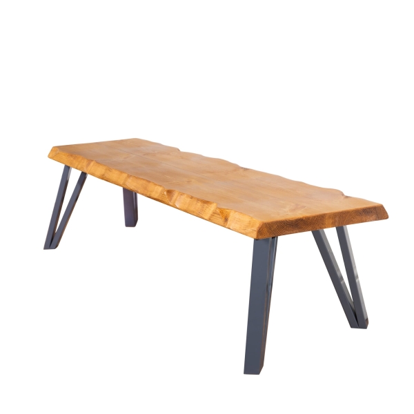 Live Edge Bench with Angled Box Hairpin Legs Pipe Dream Furniture