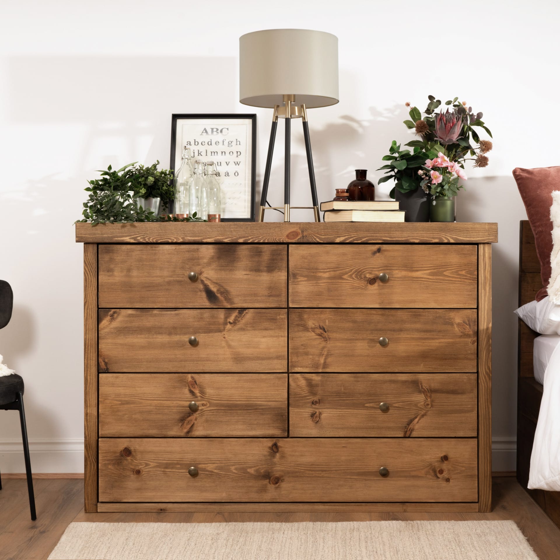 Long wooden chest of drawers store